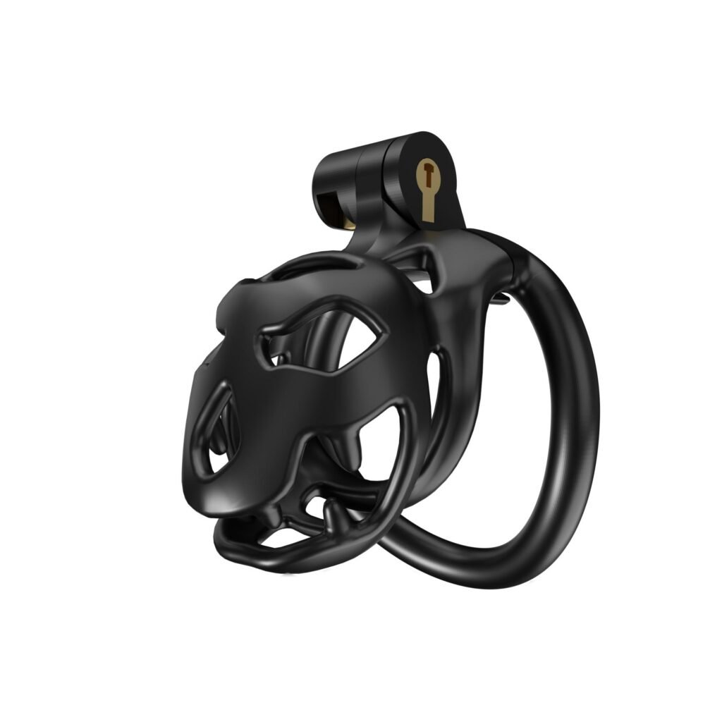 Cock Cage 3D Printed Black Ghost Head - Chastity Cage