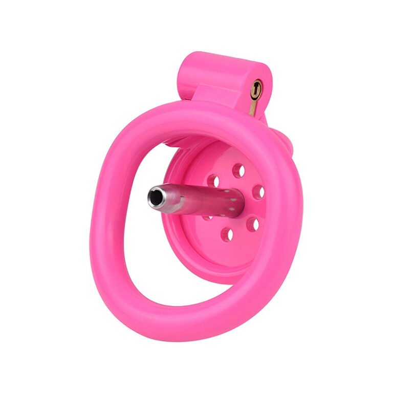 Flat Chastity Cage Sissy Pink Conduits - Chastity Cage
