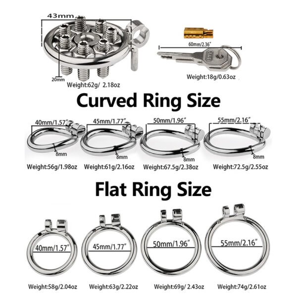 Flat Chastity Cage Spiked Metal Catheter - Chastity Cage